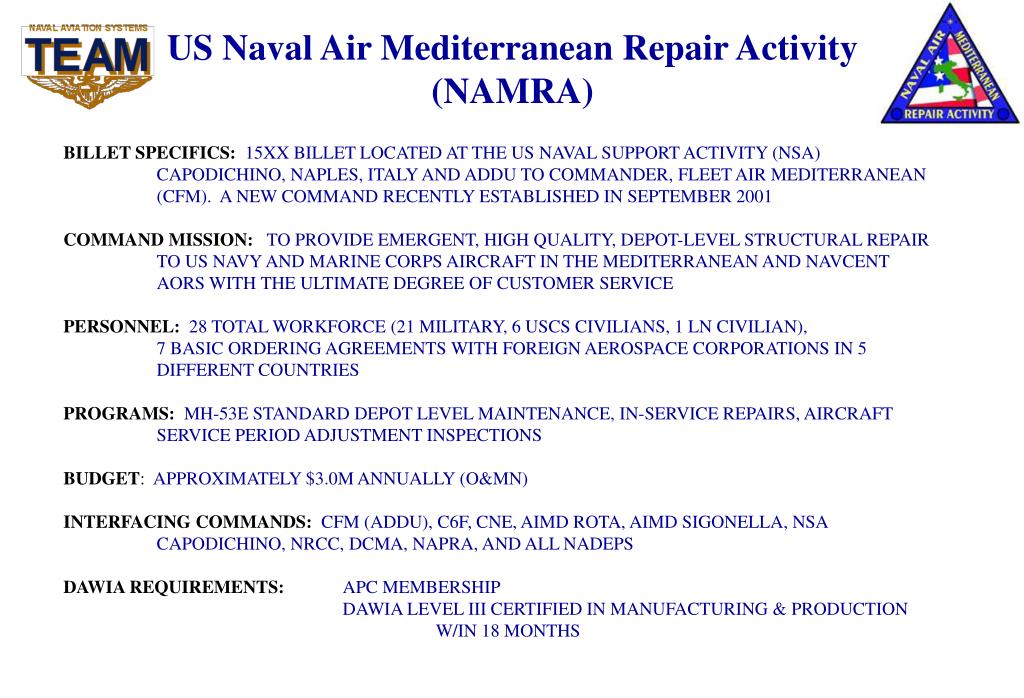 PPT - US Naval Air Mediterranean Repair Activity (NAMRA) PowerPoint ...