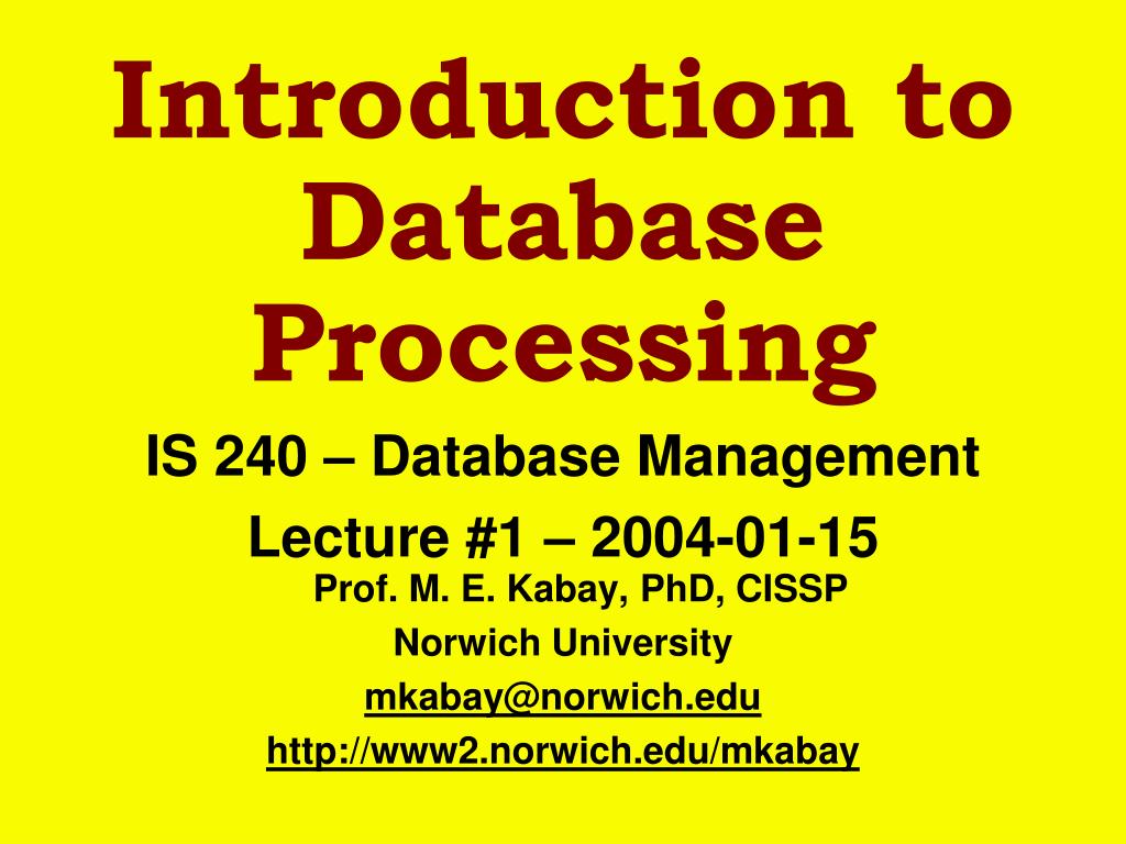 PPT - Introduction to Database Processing PowerPoint Presentation, free ...