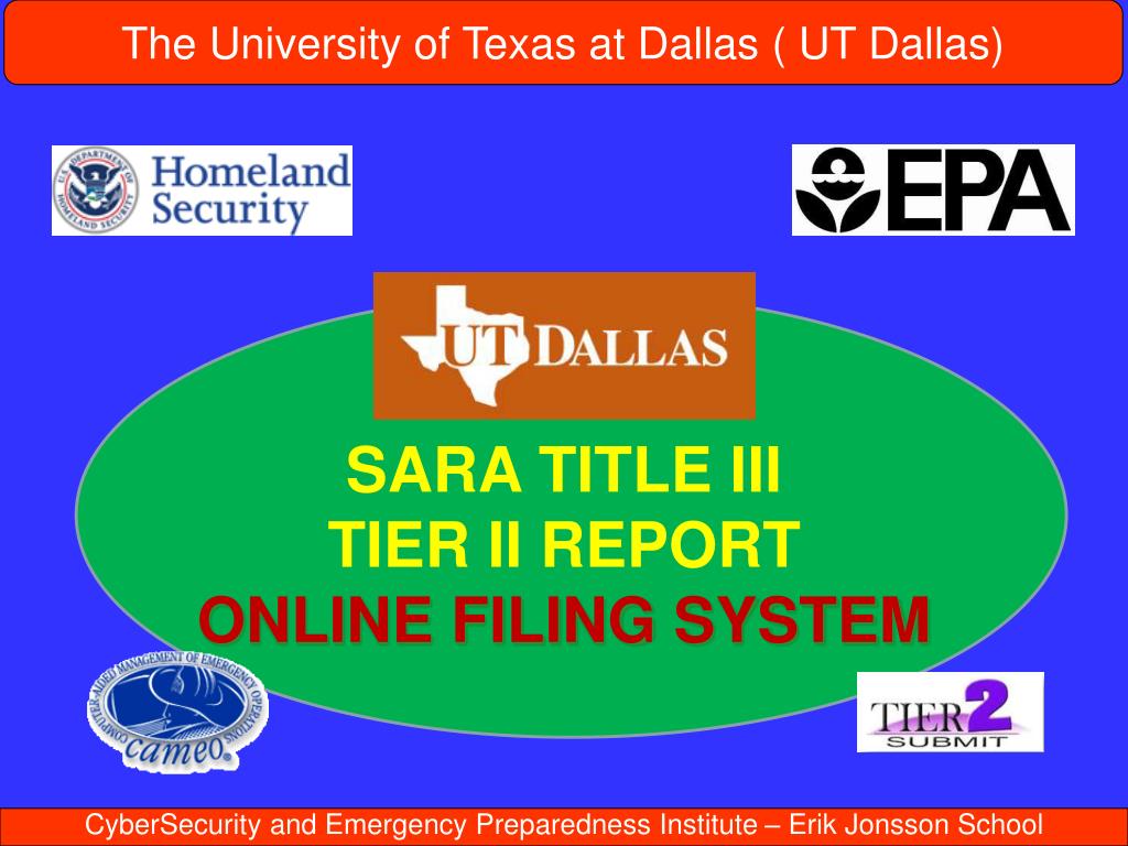 PPT - SARA TITLE III TIER II REPORT ONLINE FILING SYSTEM PowerPoint ...