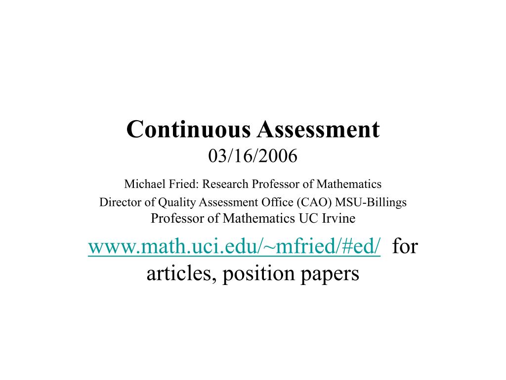PPT - Continuous Assessment 03/16/2006 PowerPoint Presentation, free ...