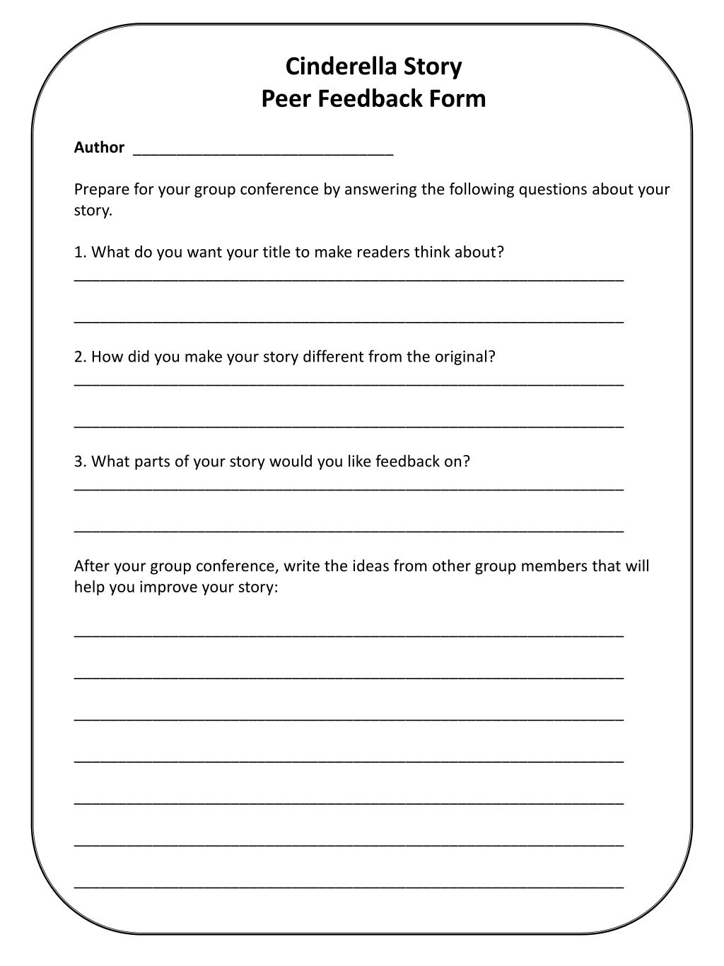 PPT - Cinderella Story Peer Feedback Form PowerPoint Presentation, free ...