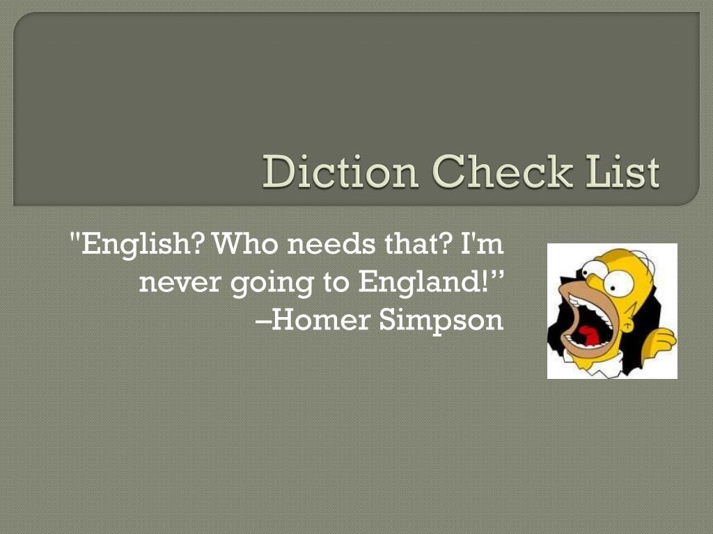 PPT - Diction Check List PowerPoint Presentation, free download - ID ...