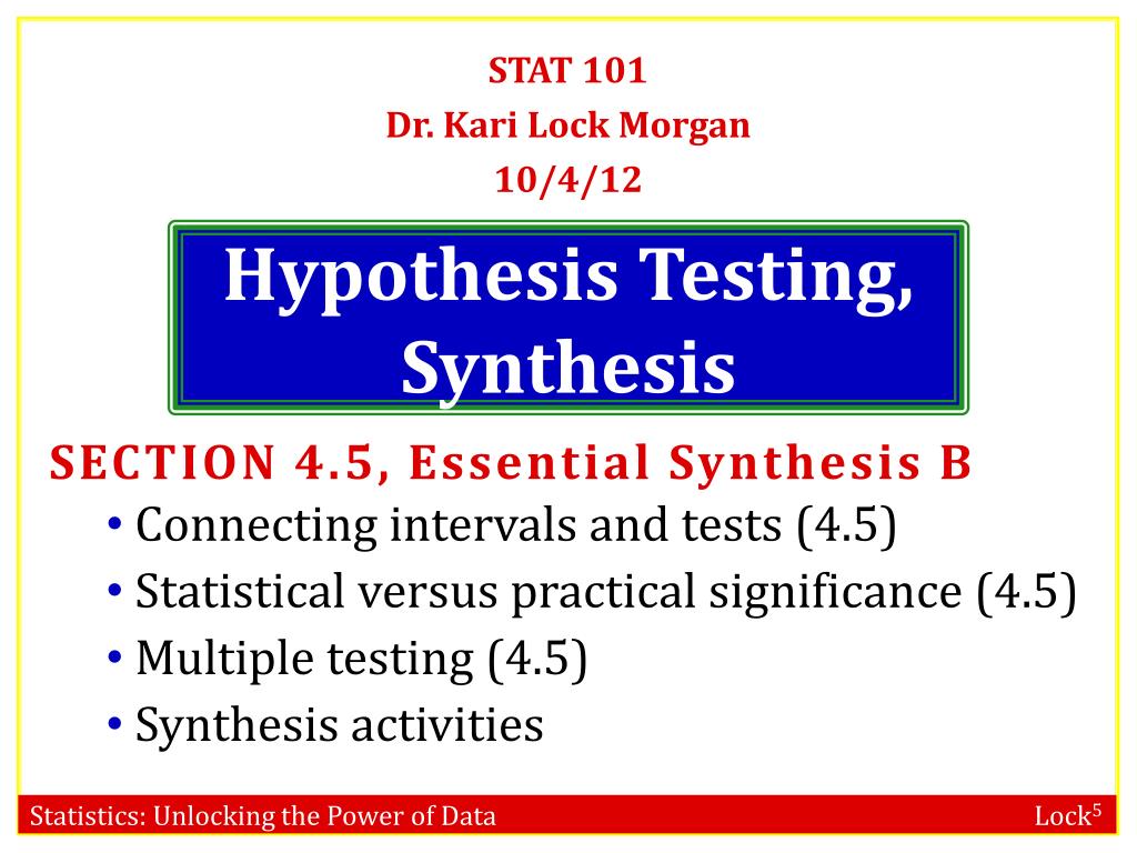 PPT - Hypothesis Testing, Synthesis PowerPoint Presentation, free ...