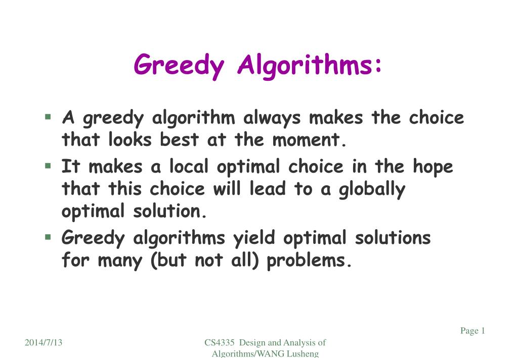 PPT - Greedy Algorithms: PowerPoint Presentation, free download - ID ...