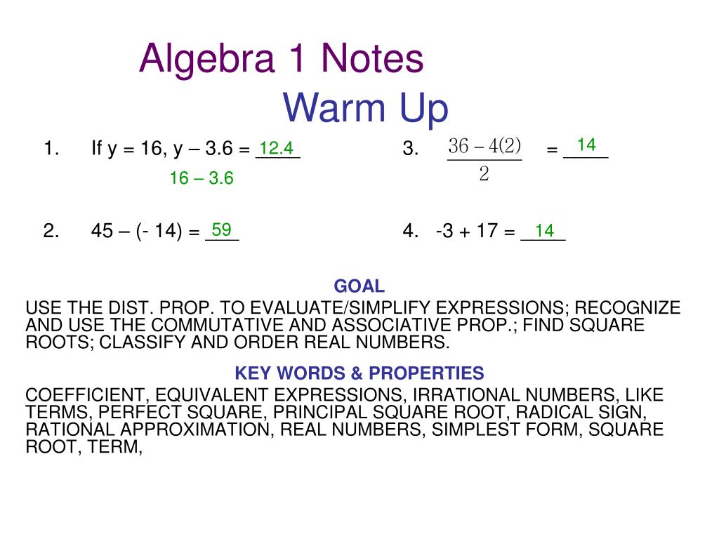 PPT - Algebra 1 Notes PowerPoint Presentation, free download - ID:1754082
