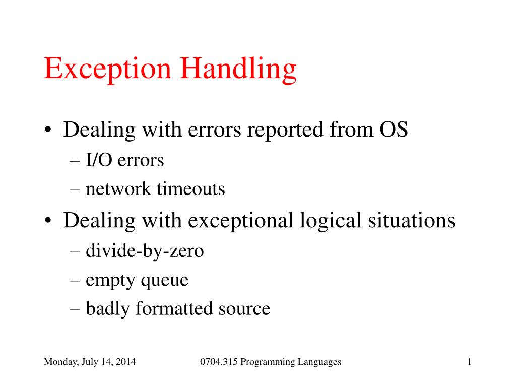 PPT - Exception Handling PowerPoint Presentation, free download - ID ...