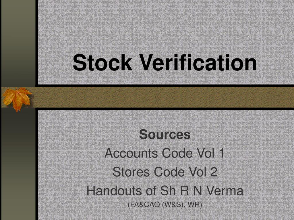 PPT - Stock Verification PowerPoint Presentation, free download - ID ...