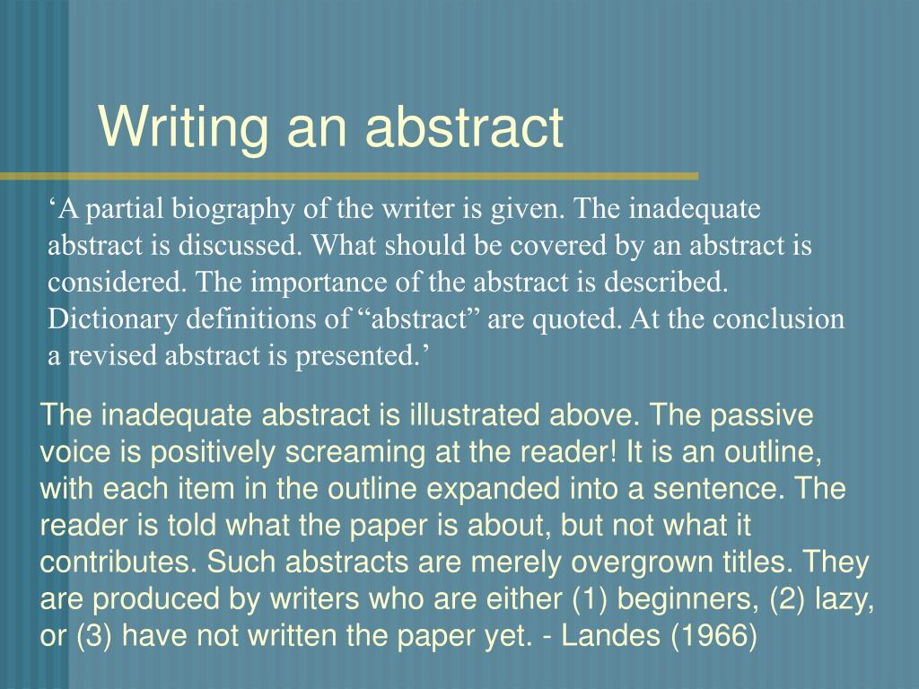 PPT - Writing an abstract PowerPoint Presentation, free download - ID ...