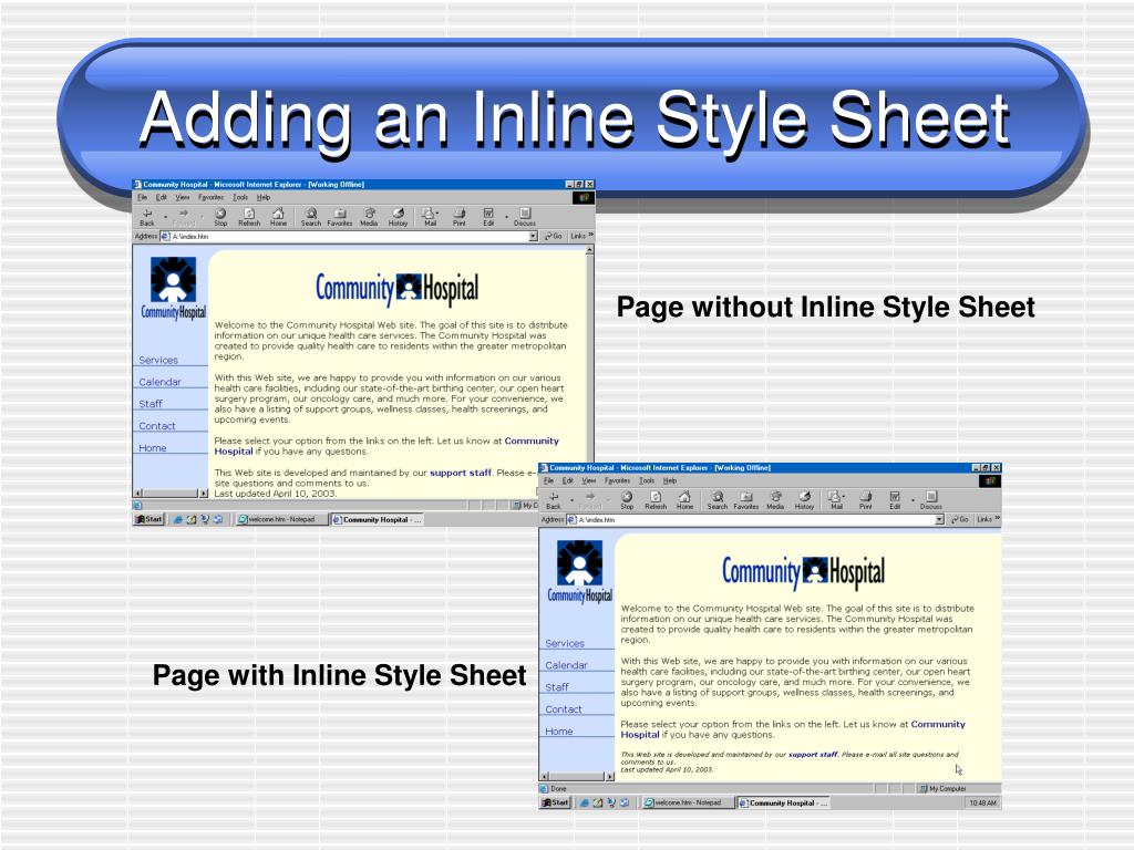 PPT - Adding an Inline Style Sheet PowerPoint Presentation, free ...