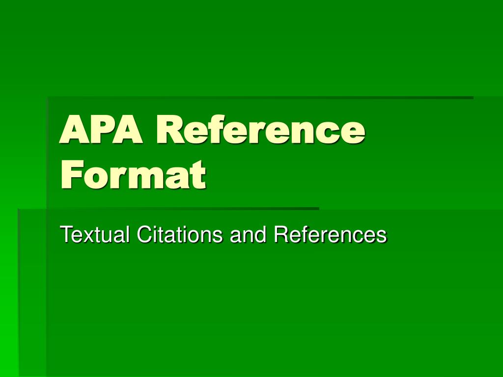 PPT - APA Reference Format PowerPoint Presentation, free download - ID ...