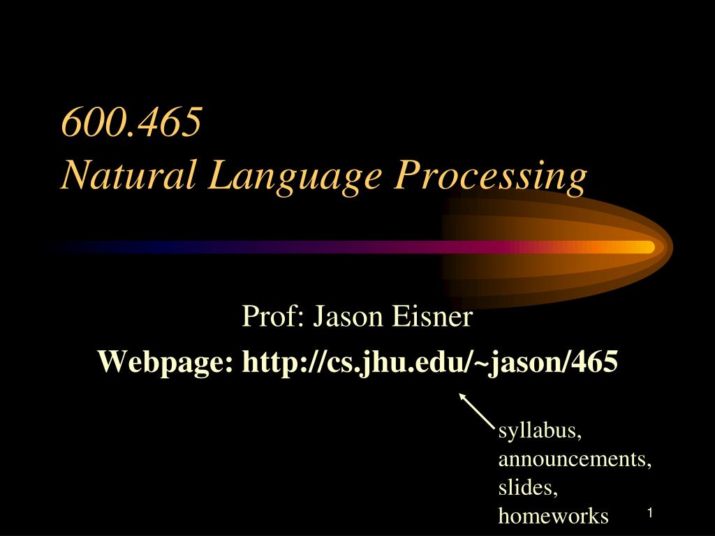 PPT - Introduction to Natural Language Processing (NLP) - Course ...