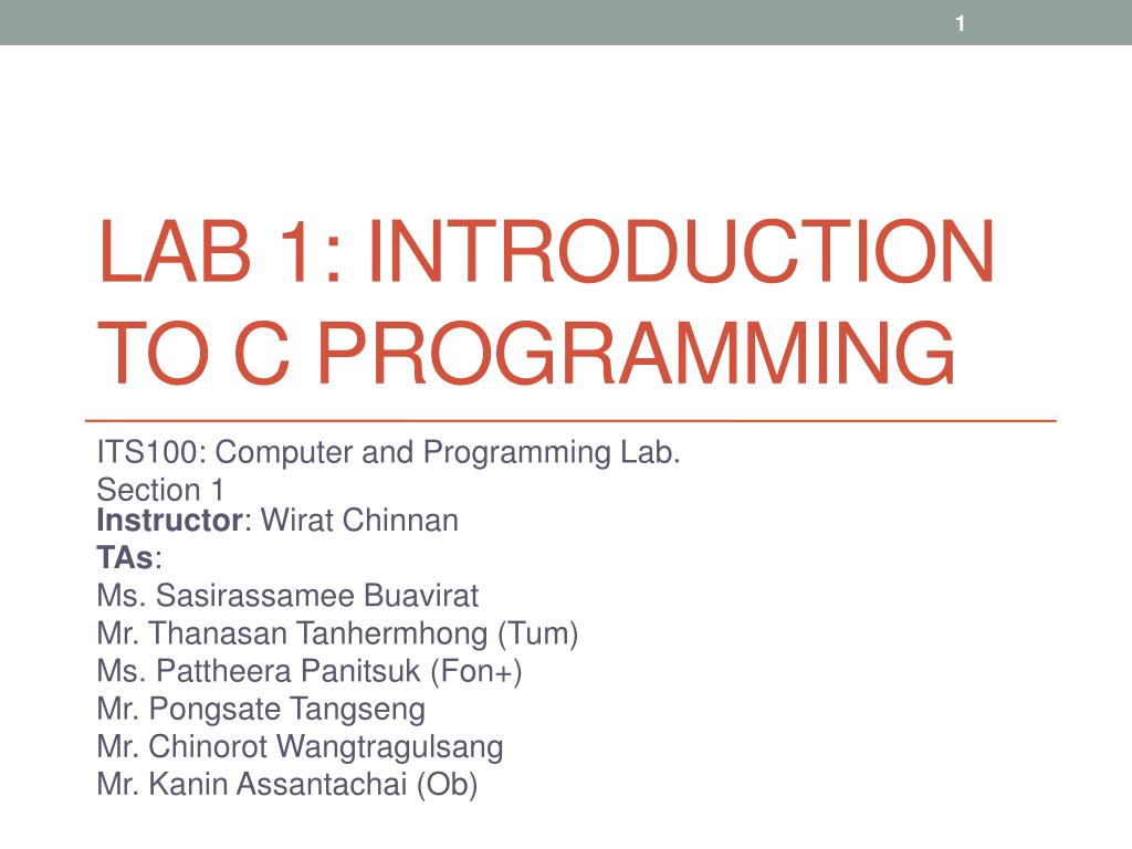 PPT - Lab 1: Introduction to C Programming PowerPoint Presentation ...