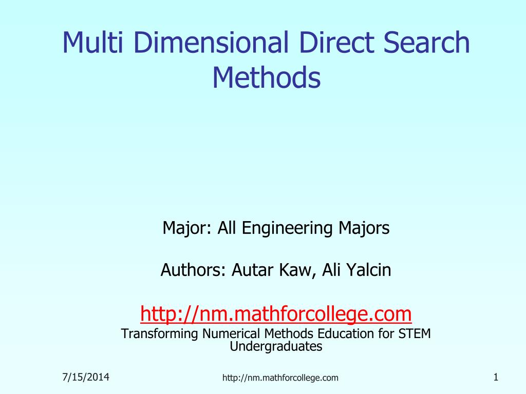 PPT - Multi Dimensional Direct Search Methods PowerPoint Presentation ...