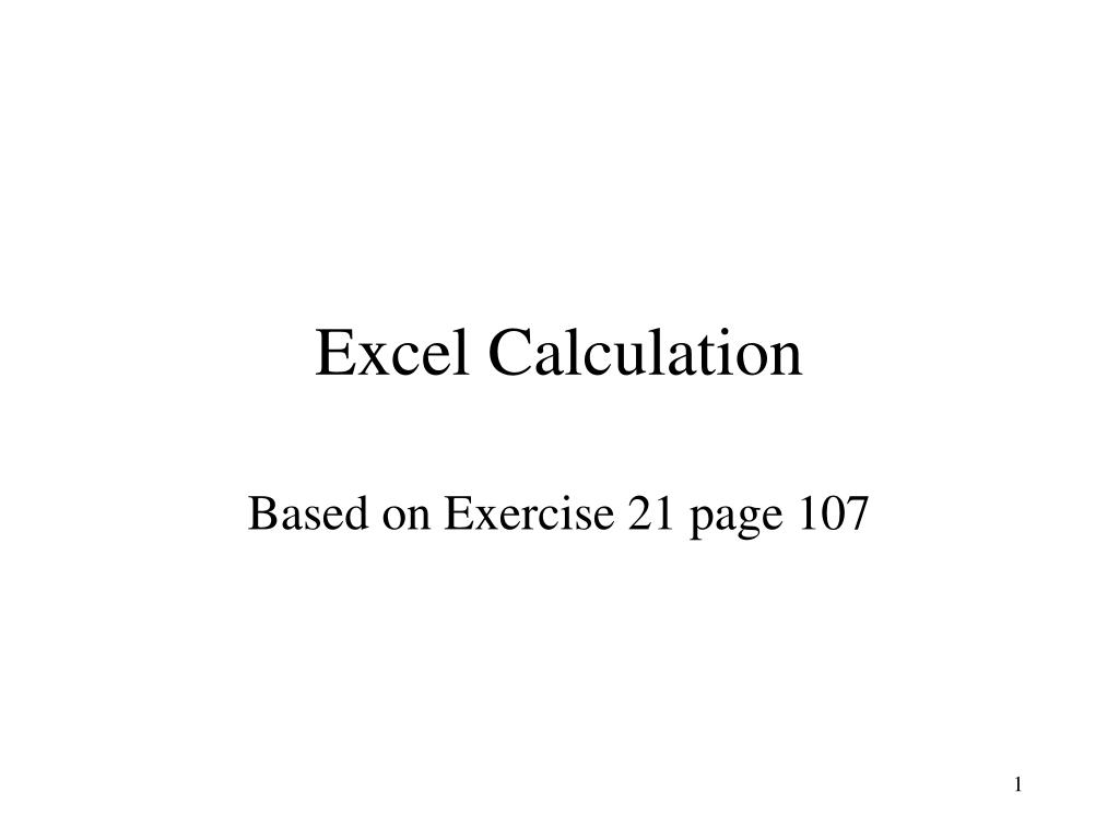 PPT - Excel Calculation PowerPoint Presentation, free download - ID:1768949