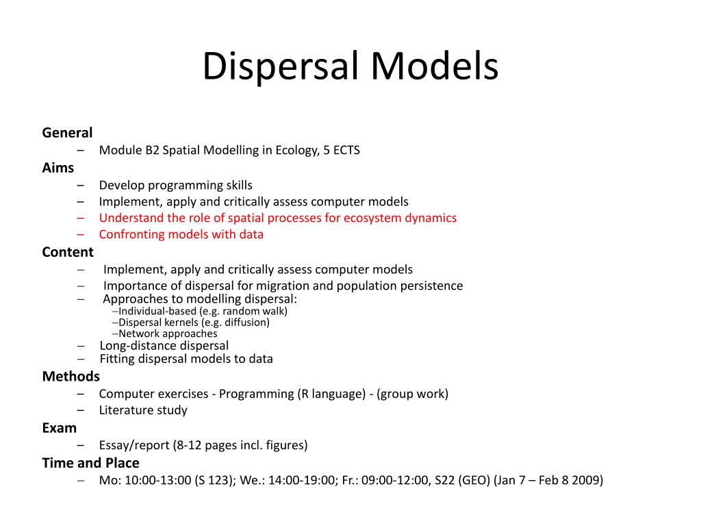PPT - Dispersal Models PowerPoint Presentation, free download - ID:1774362