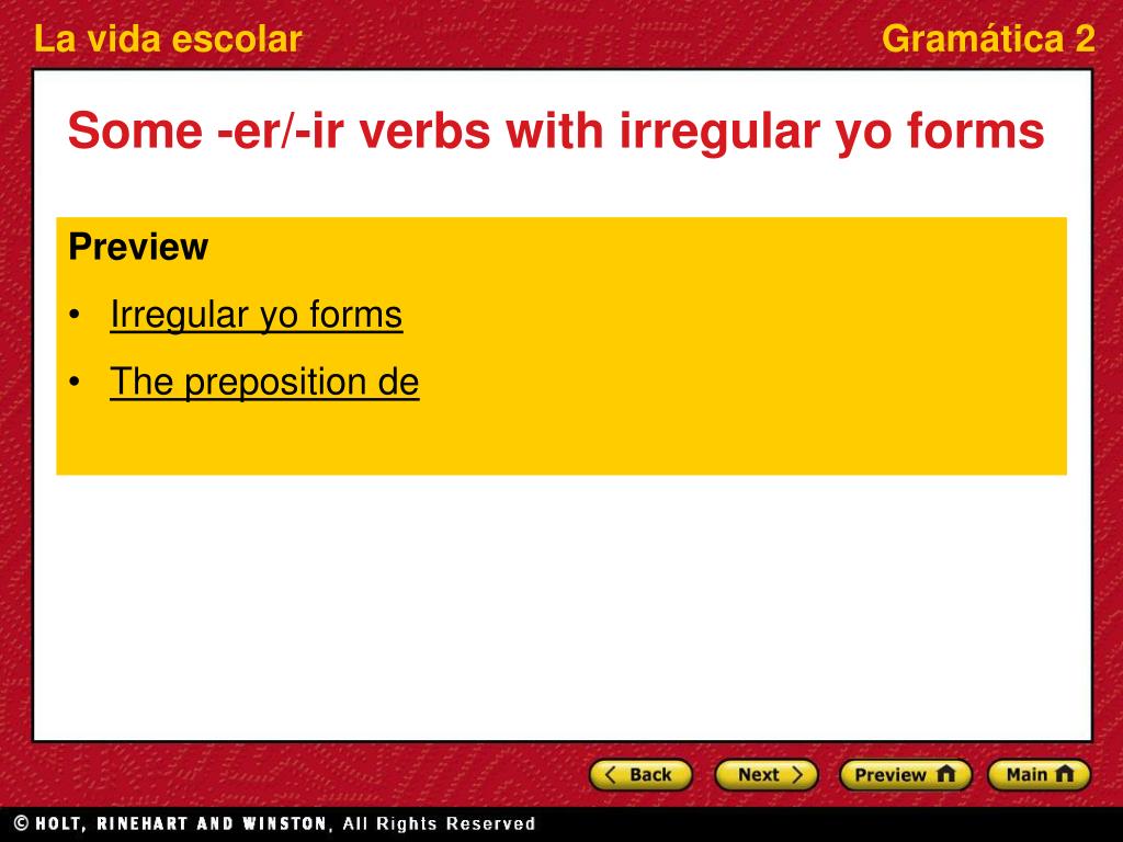 PPT - Some -er/-ir verbs with irregular yo forms PowerPoint ...