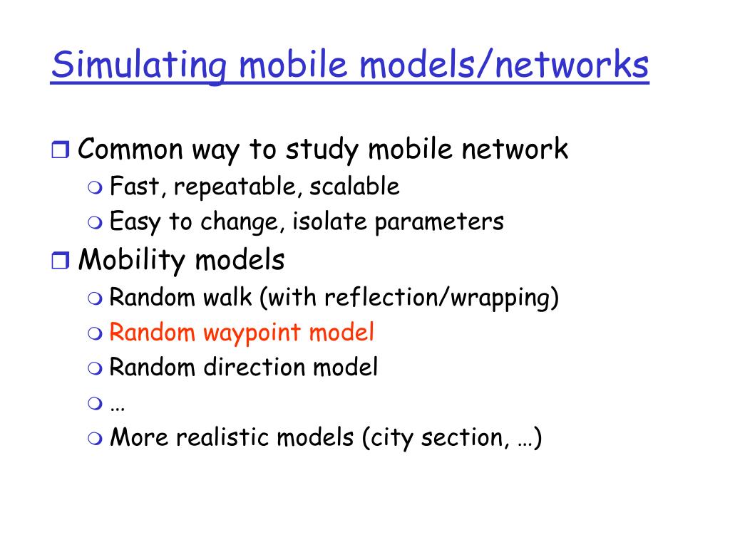 PPT - Simulating mobile models/networks PowerPoint Presentation, free ...