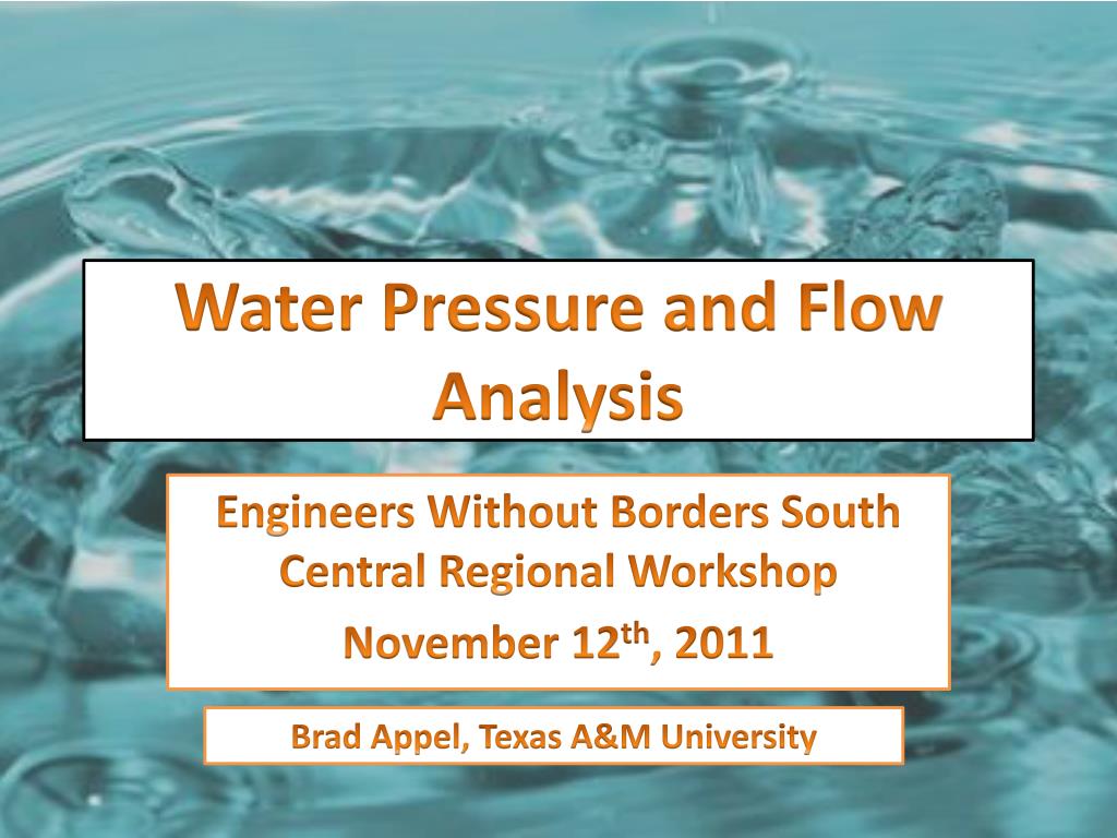 PPT - Water Pressure and Flow Analysis PowerPoint Presentation, free ...