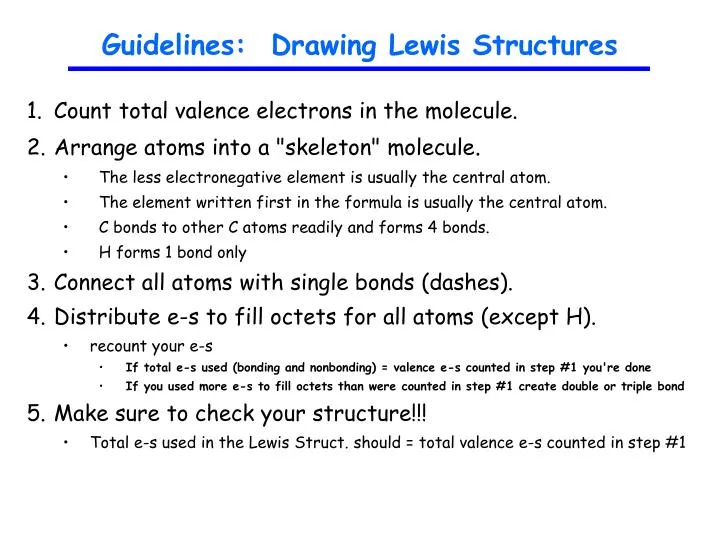 PPT Guidelines Drawing Lewis Structures PowerPoint Presentation PPT Guidelines Drawing Lewis Structures PowerPoint Presentation
