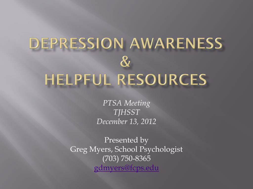 PPT - Depression awareness & Helpful resources PowerPoint Presentation ...
