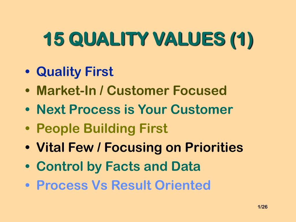 PPT - 15 QUALITY VALUES (1) PowerPoint Presentation, free download - ID ...
