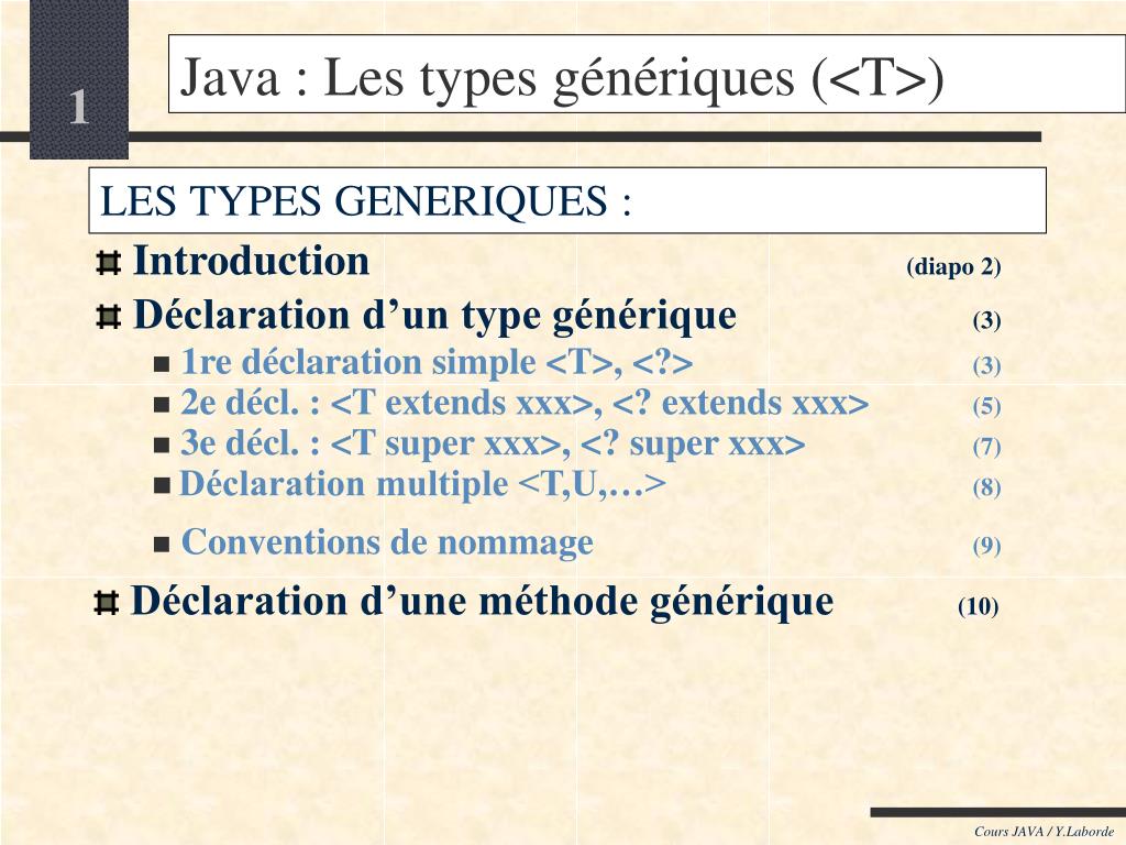PPT - Java : Les types génériques ( ) PowerPoint Presentation - ID:1826578
