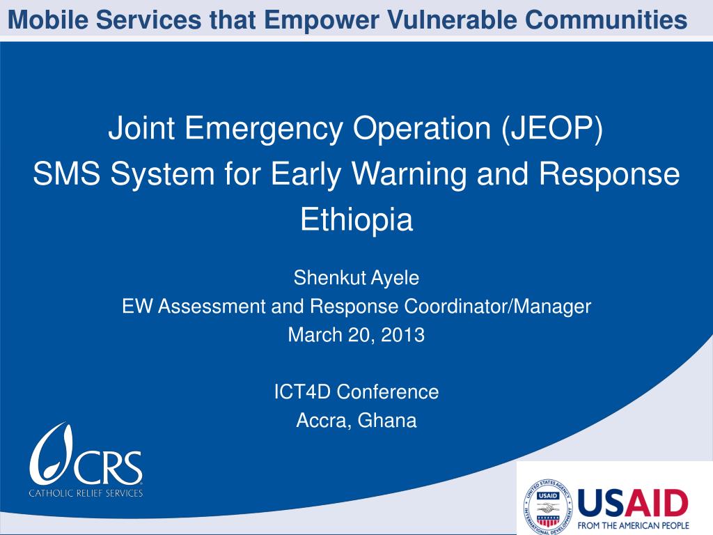 PPT - Joint Emergency Operation (JEOP) SMS System for Early Warning and ...