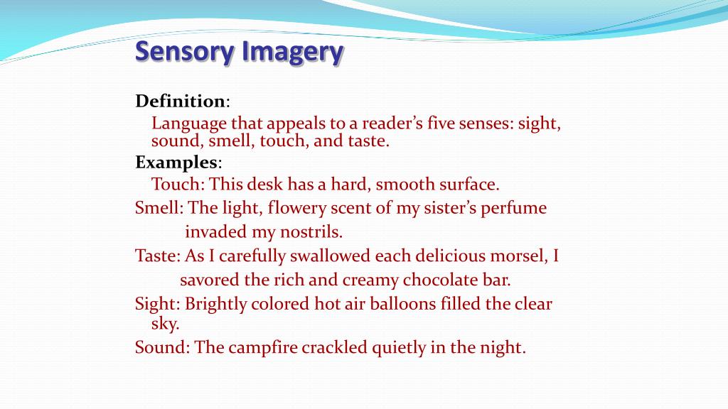 PPT - Sensory Imagery PowerPoint Presentation, free download - ID:1835207