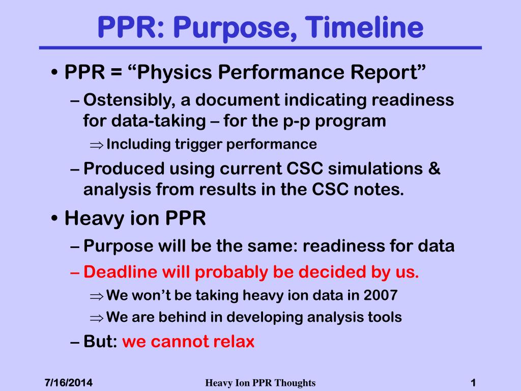 PPT - PPR: Purpose, Timeline PowerPoint Presentation, free download ...