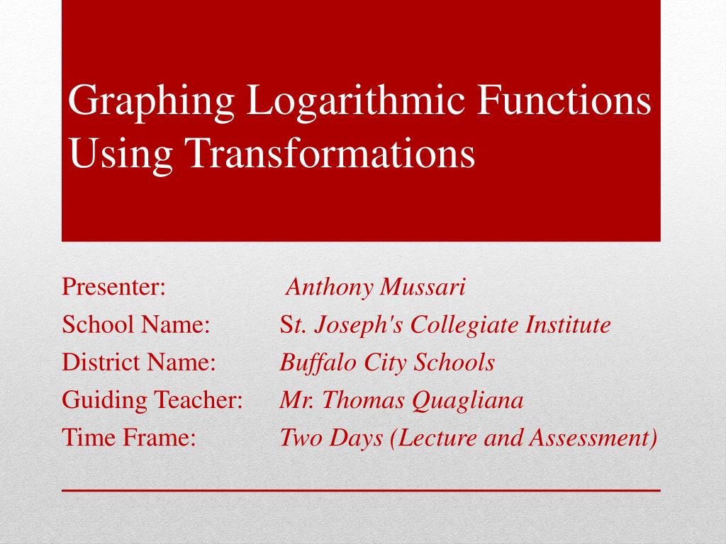 Ppt Graphing Logarithmic Functions Using Transformations Powerpoint
