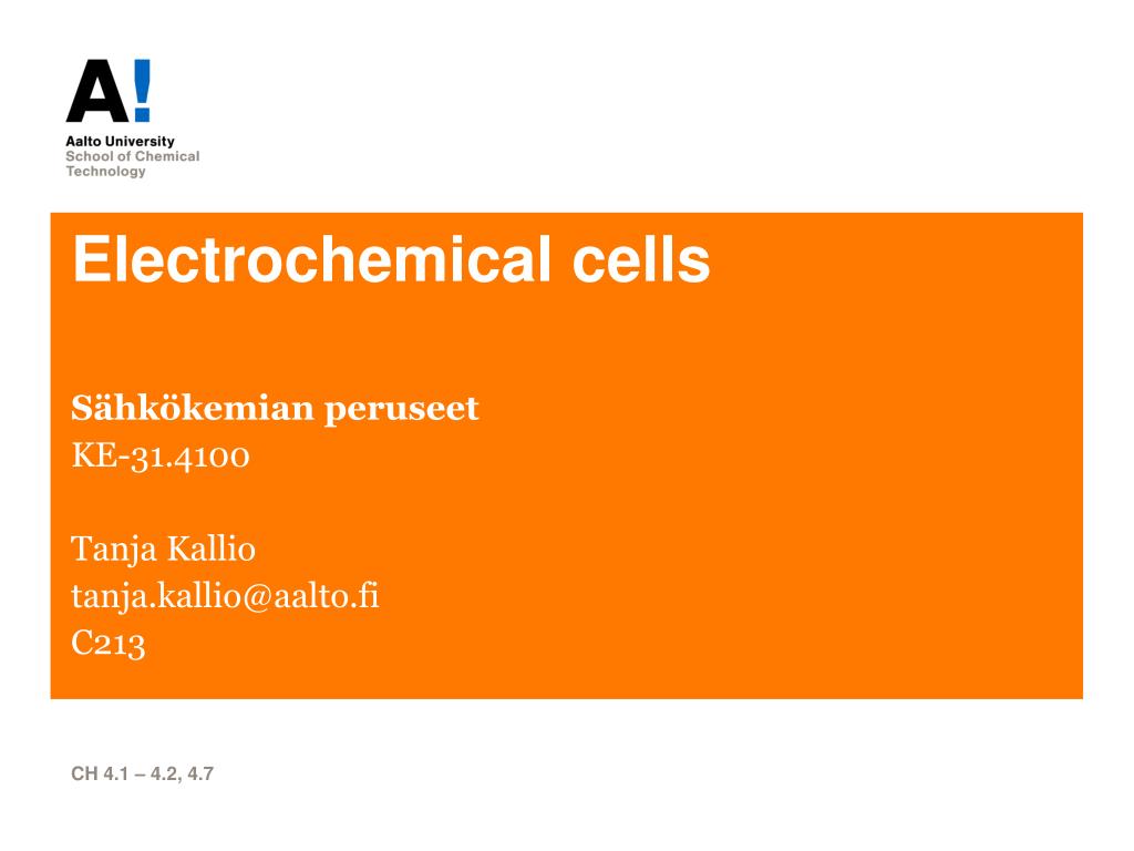 PPT - Electrochemical cells PowerPoint Presentation, free download - ID ...