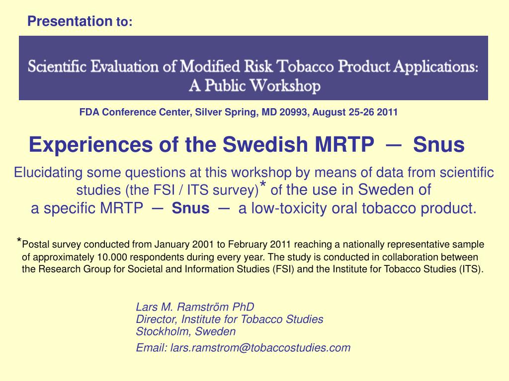 PPT - Experiences of the Swedish MRTP ─ Snus PowerPoint Presentation ...