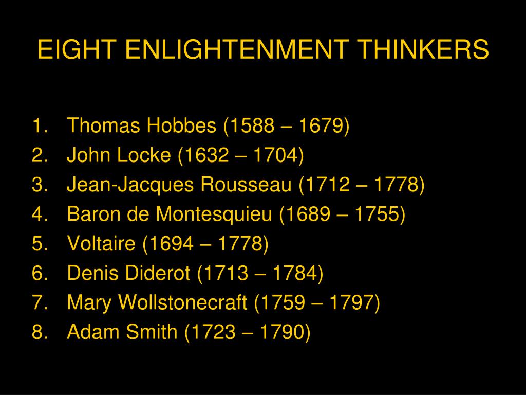 PPT - Enlightenment Thinkers: Hobbes, Locke, Rousseau, Montesquieu ...
