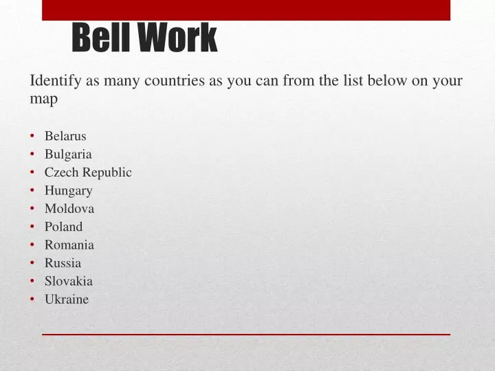 PPT - Bell Work PowerPoint Presentation, free download - ID:1867793