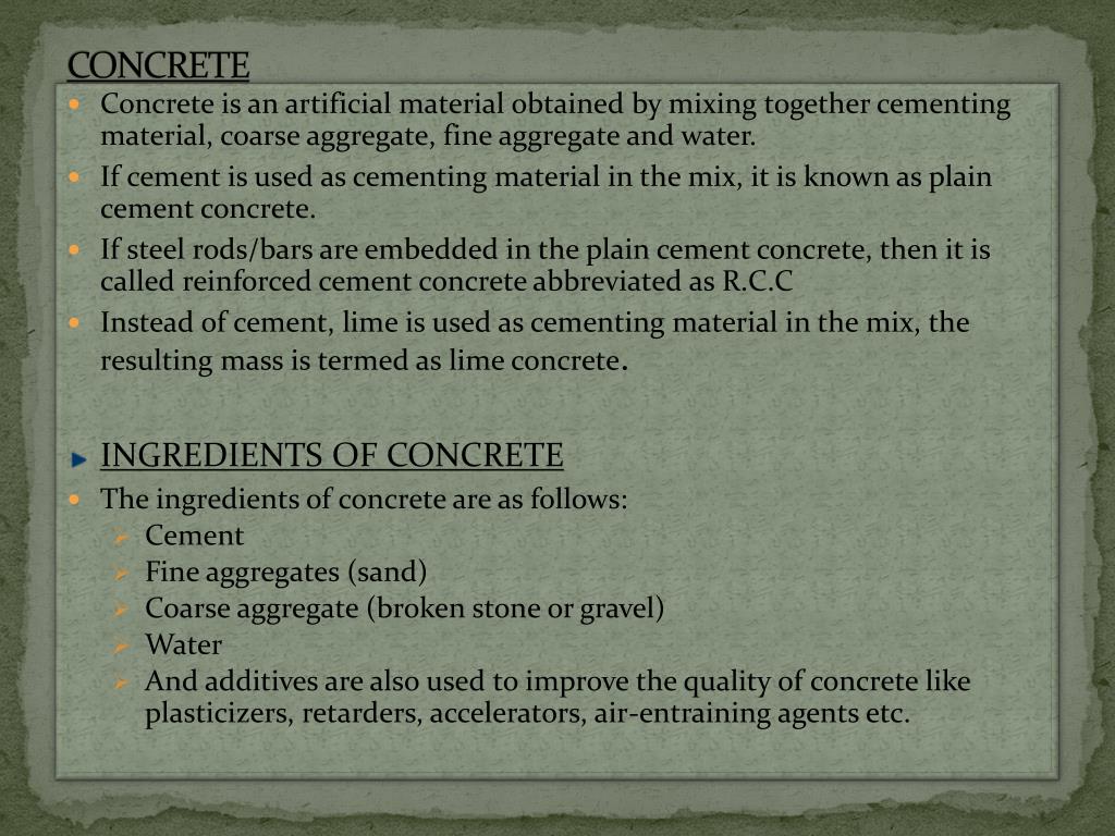 PPT - CONCRETE PowerPoint Presentation, free download - ID:1870863