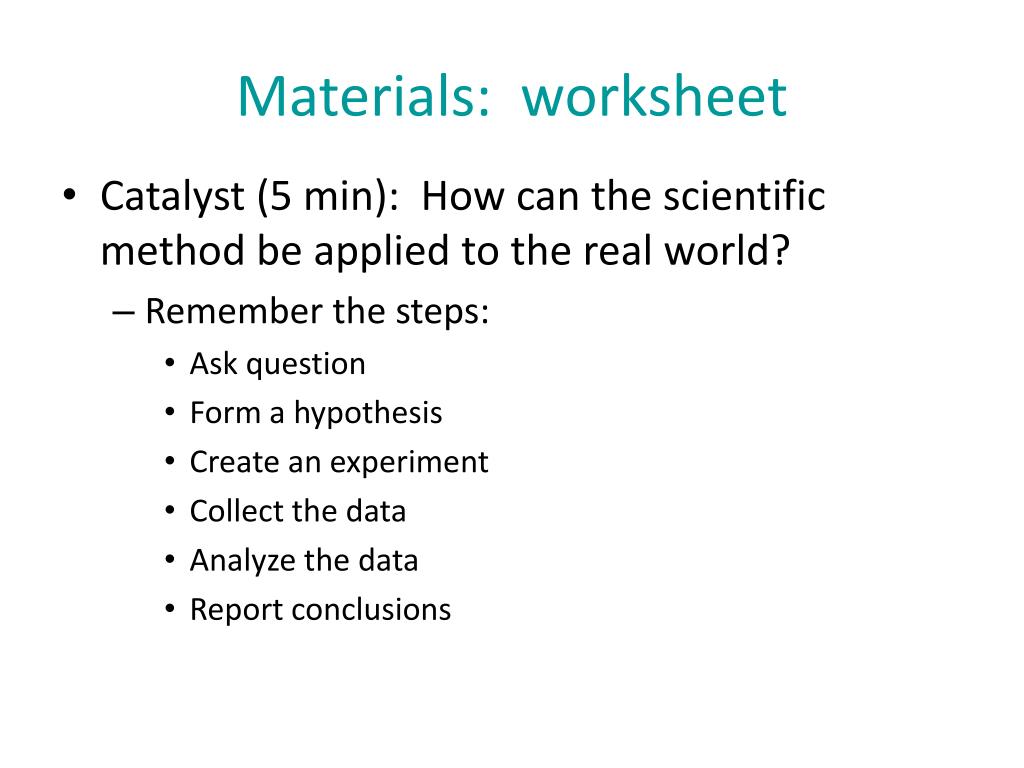 PPT - Materials: worksheet PowerPoint Presentation, free download - ID ...