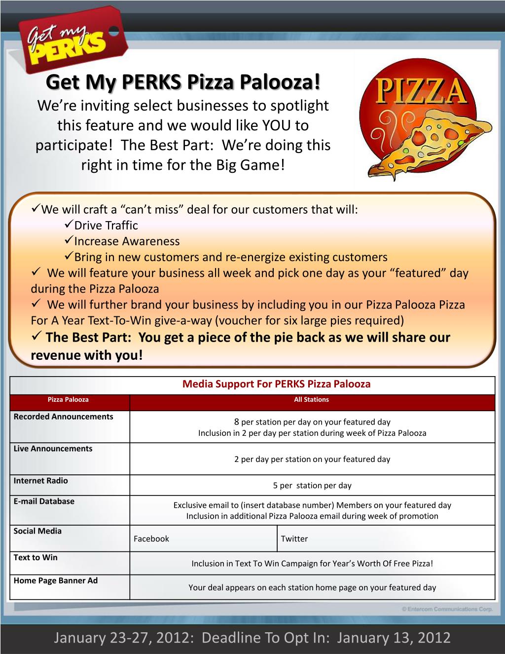 PPT - Get My PERKS Pizza Palooza ! PowerPoint Presentation, free ...