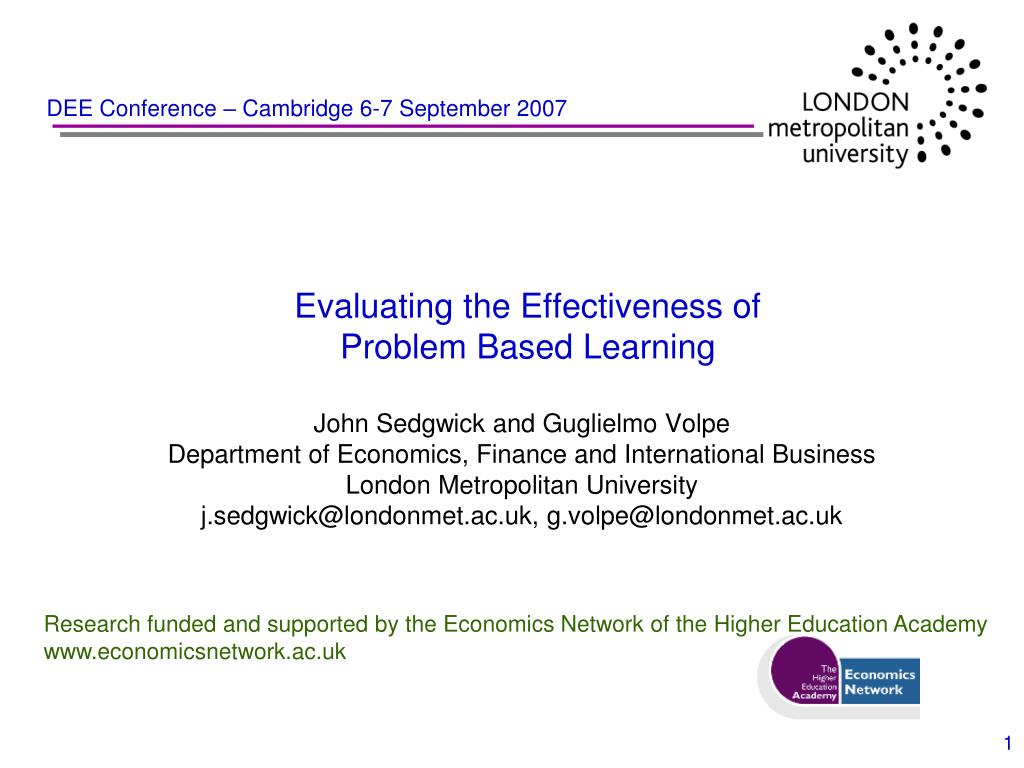 PPT - Evaluating the Effectiveness of Problem Based Learning PowerPoint ...
