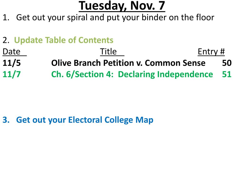 PPT - Tuesday, Nov. 7 PowerPoint Presentation, free download - ID:1884843