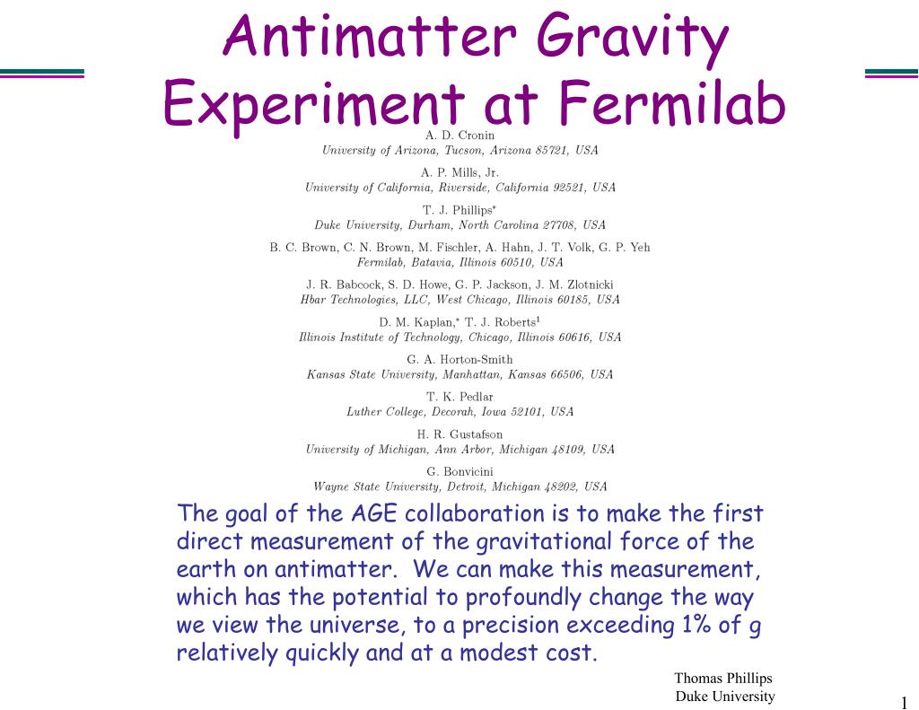 PPT - Antimatter Gravity Experiment at Fermilab PowerPoint Presentation ...