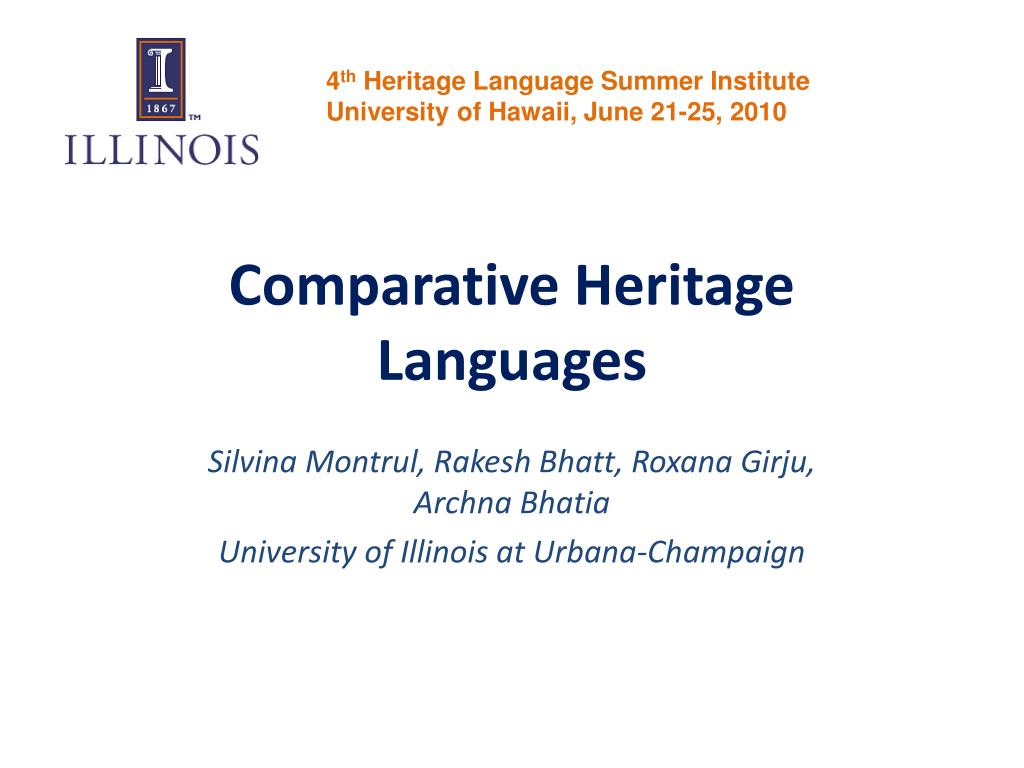 PPT - Comparative Heritage Languages PowerPoint Presentation, free ...