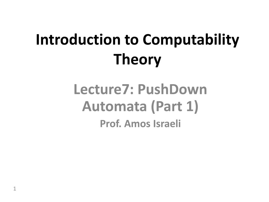 PPT - Introduction to Computability Theory PowerPoint Presentation ...