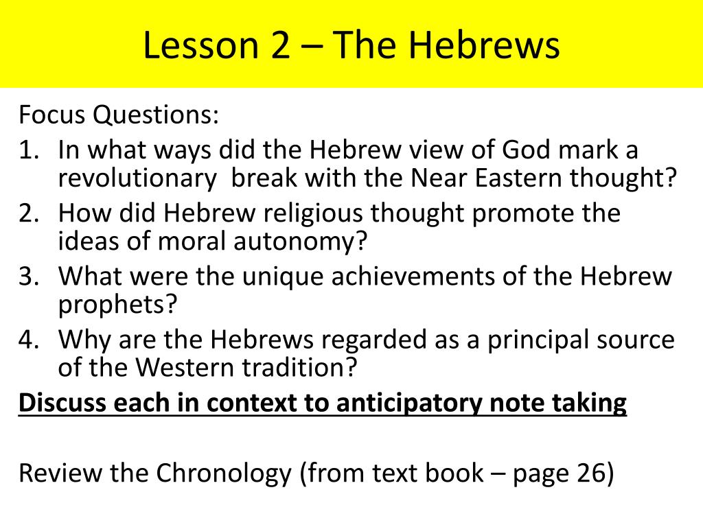 PPT - Lesson 2 – The Hebrews PowerPoint Presentation, free download ...