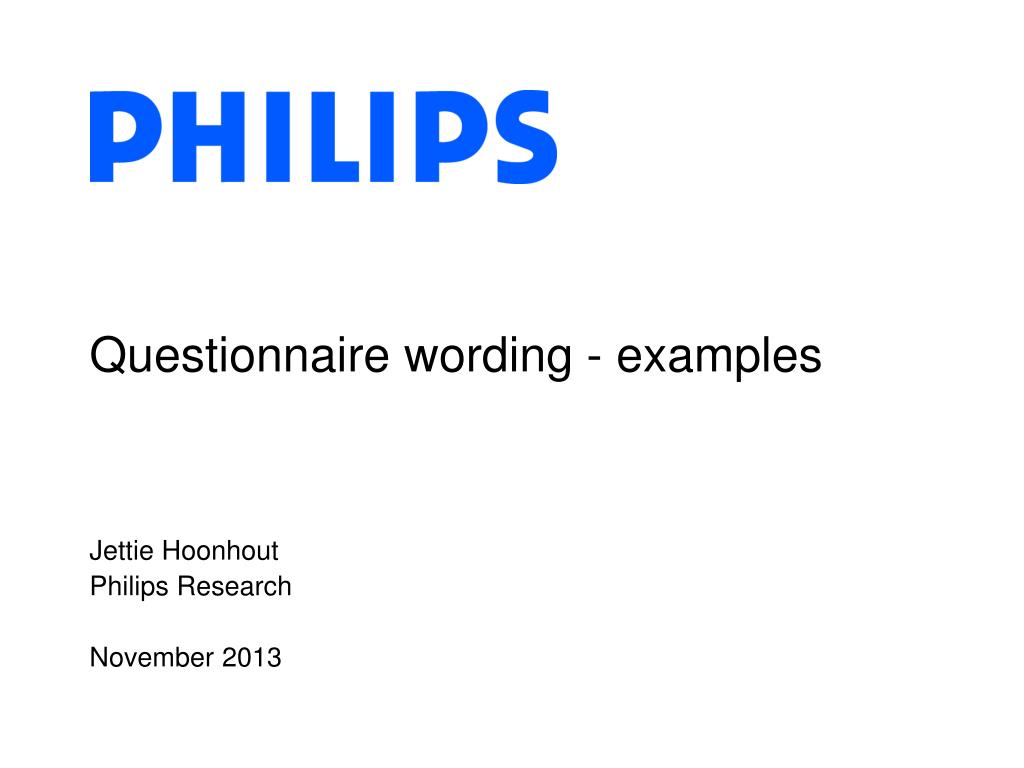 PPT - Questionnaire wording - examples PowerPoint Presentation, free ...