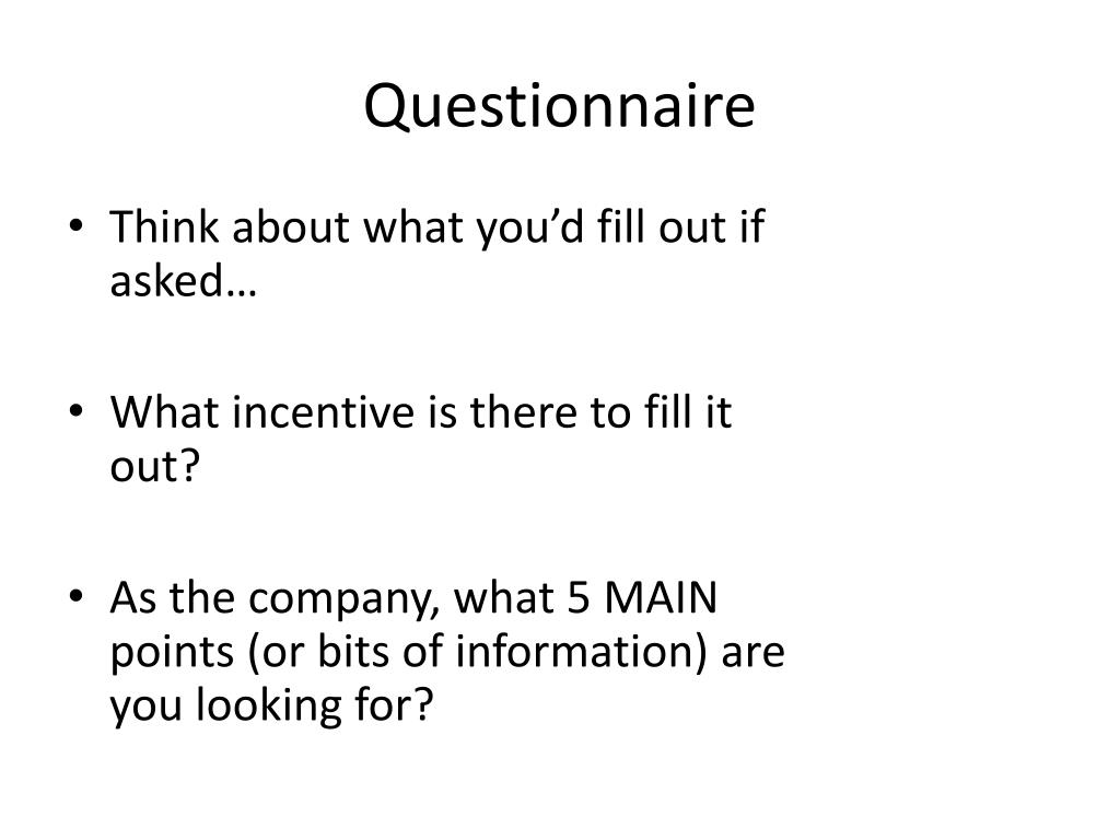 PPT - Questionnaire PowerPoint Presentation, free download - ID:1916330