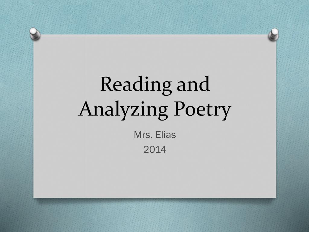 PPT - Reading and Analyzing Poetry PowerPoint Presentation, free ...