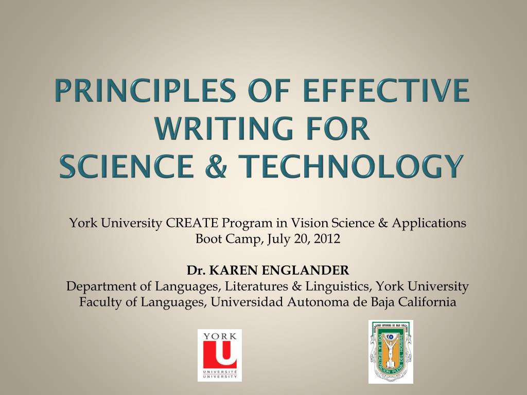 PPT - Principles of Effective Writing for Science & Technology ...
