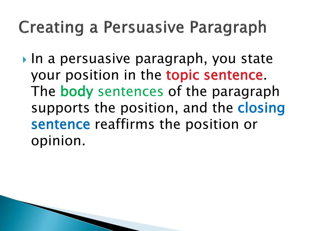 PPT - Creating a Persuasive Paragraph PowerPoint Presentation, free ...