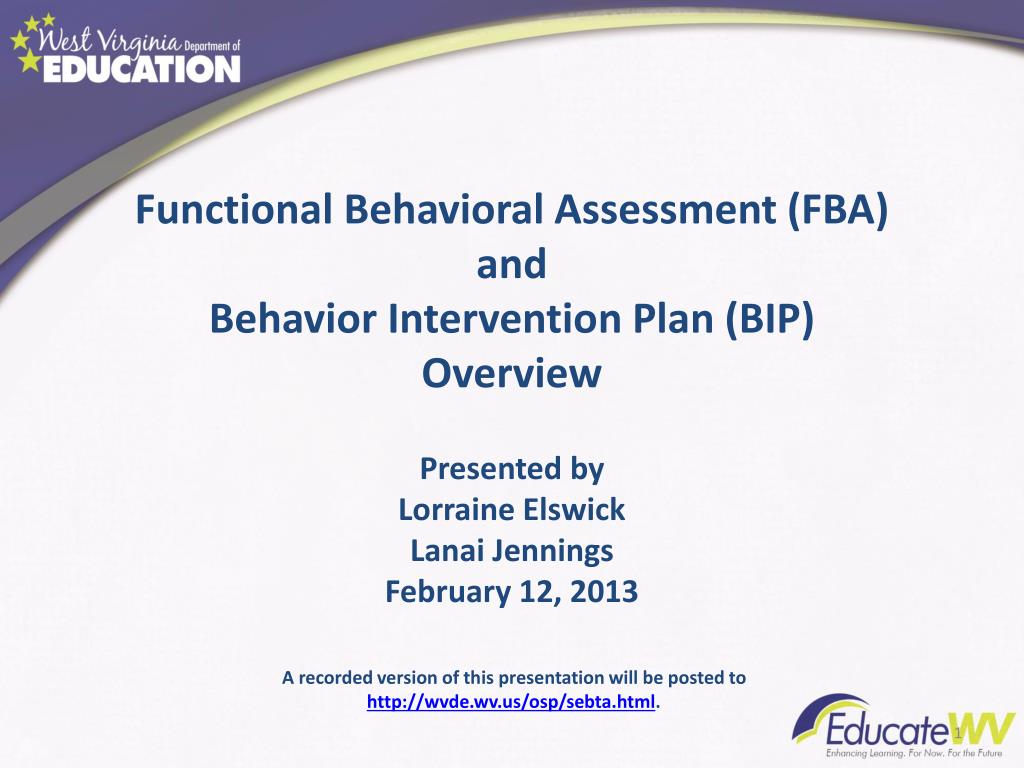 PPT - Functional Behavioral Assessment (FBA) and Behavior Intervention ...