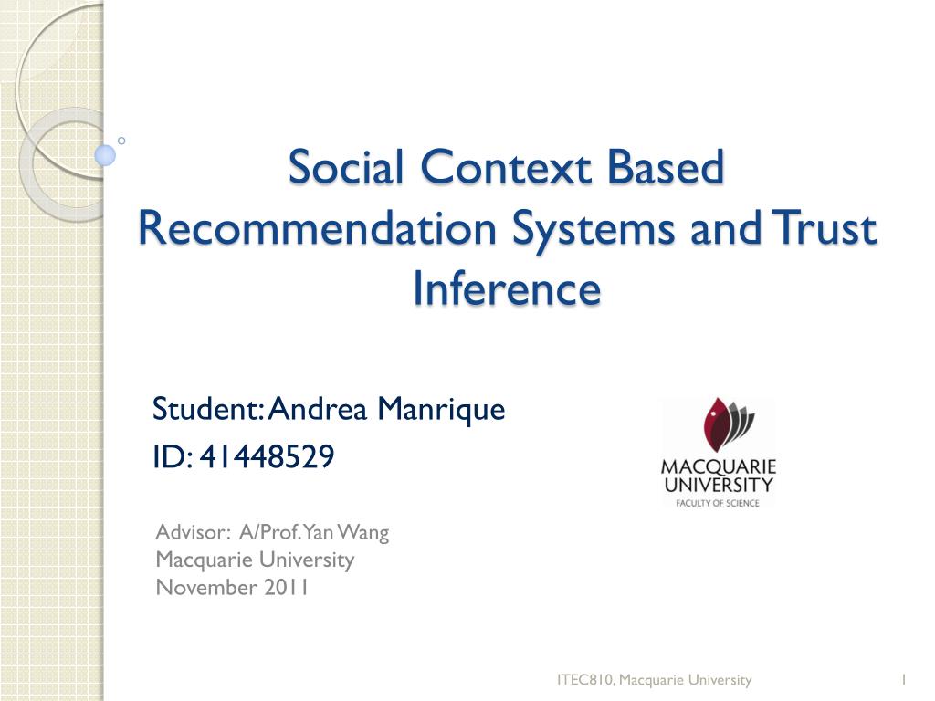 PPT - Social Context Based Recommendation Systems and Trust Inference PowerPoint Presentation ...